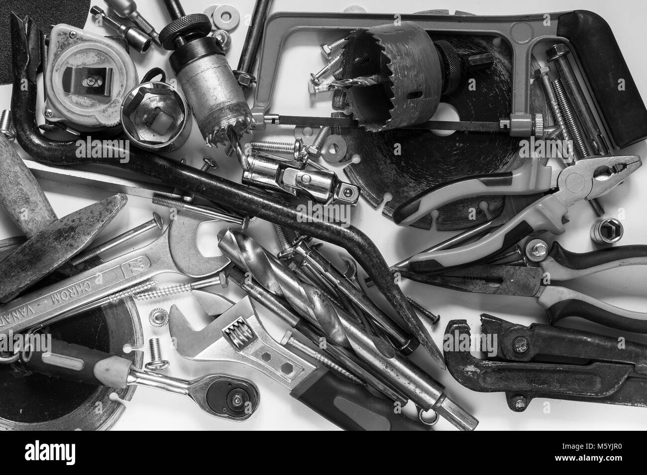 Men's working metal tools of silver color Stock Photo - Alamy