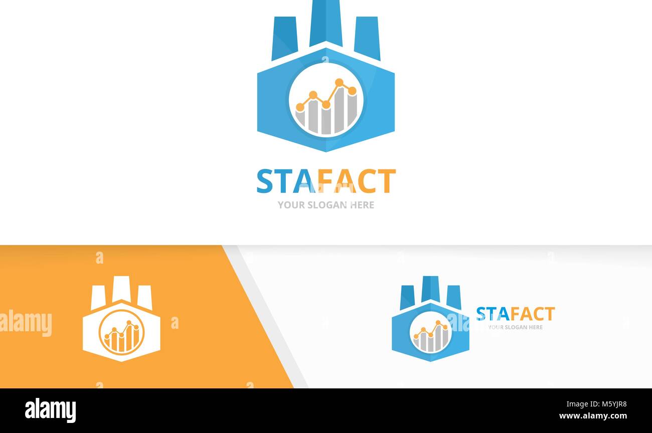 Vector graph and factory logo combination. Diagram and industry symbol ...