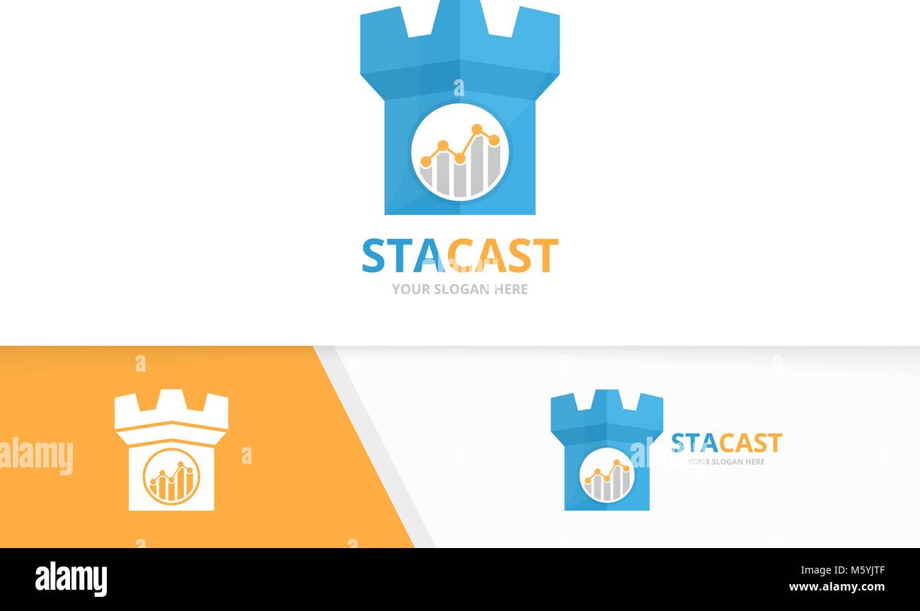 Vector graph and castle logo combination. Diagram and tower symbol or ...