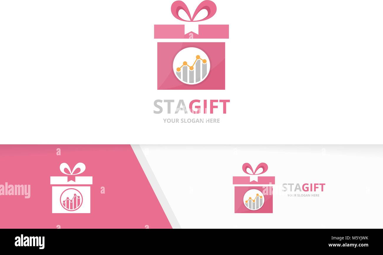 Vector graph and gift logo combination. Diagram and present symbol or ...