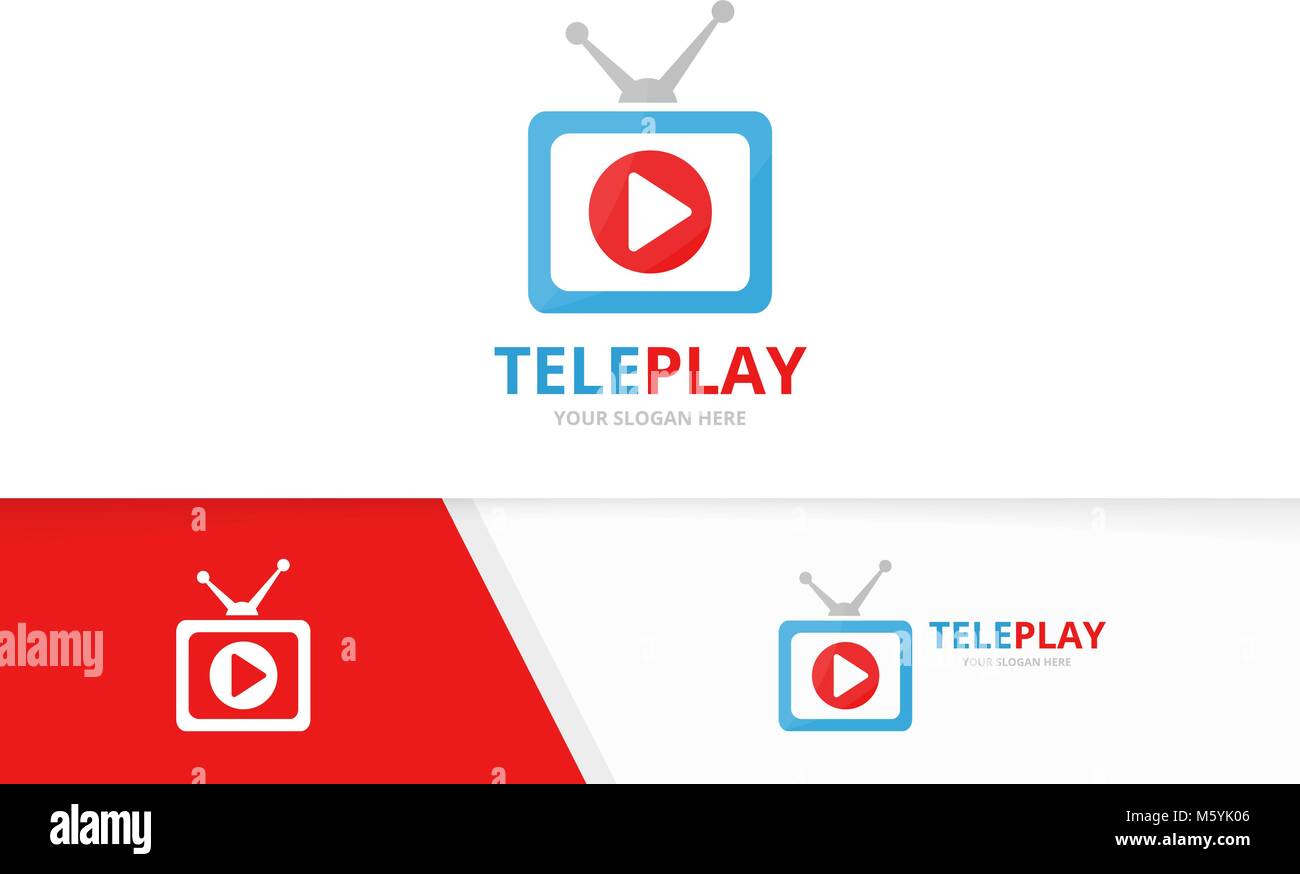 Vector button play and tv logo combination. Record and television ...