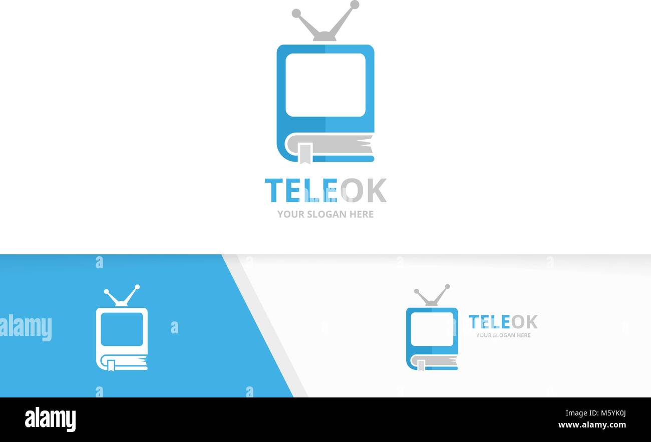 Vector book and tv logo combination. Television and market symbol or ...