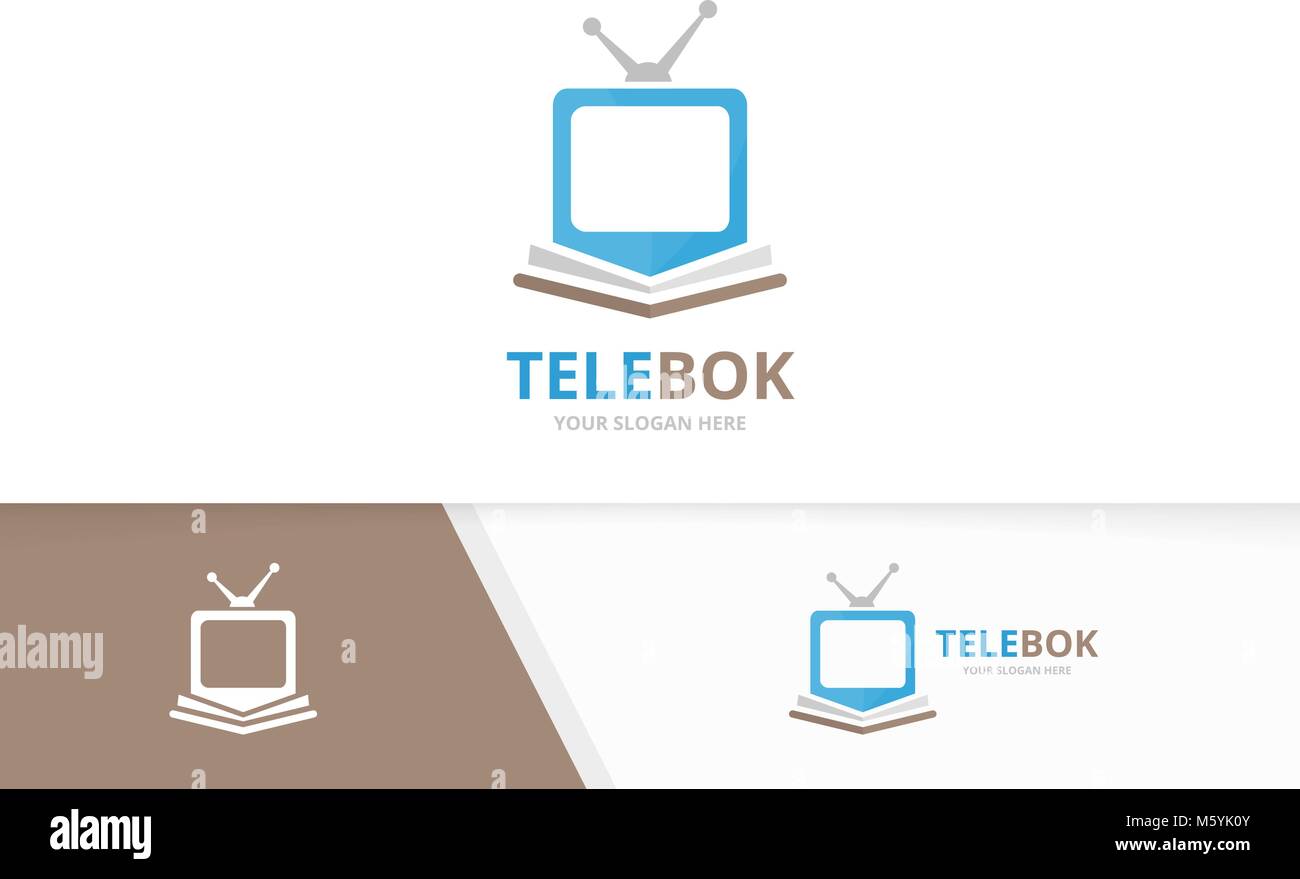 Vector book and tv logo combination. Television and market symbol or ...