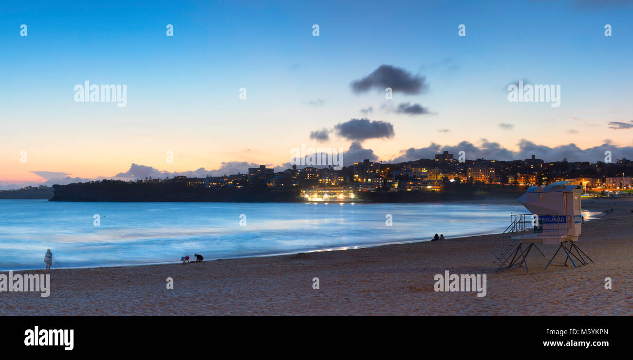 Bondi Beach at sunset, Sydney, New South Wales, Australia Stock Photo ...