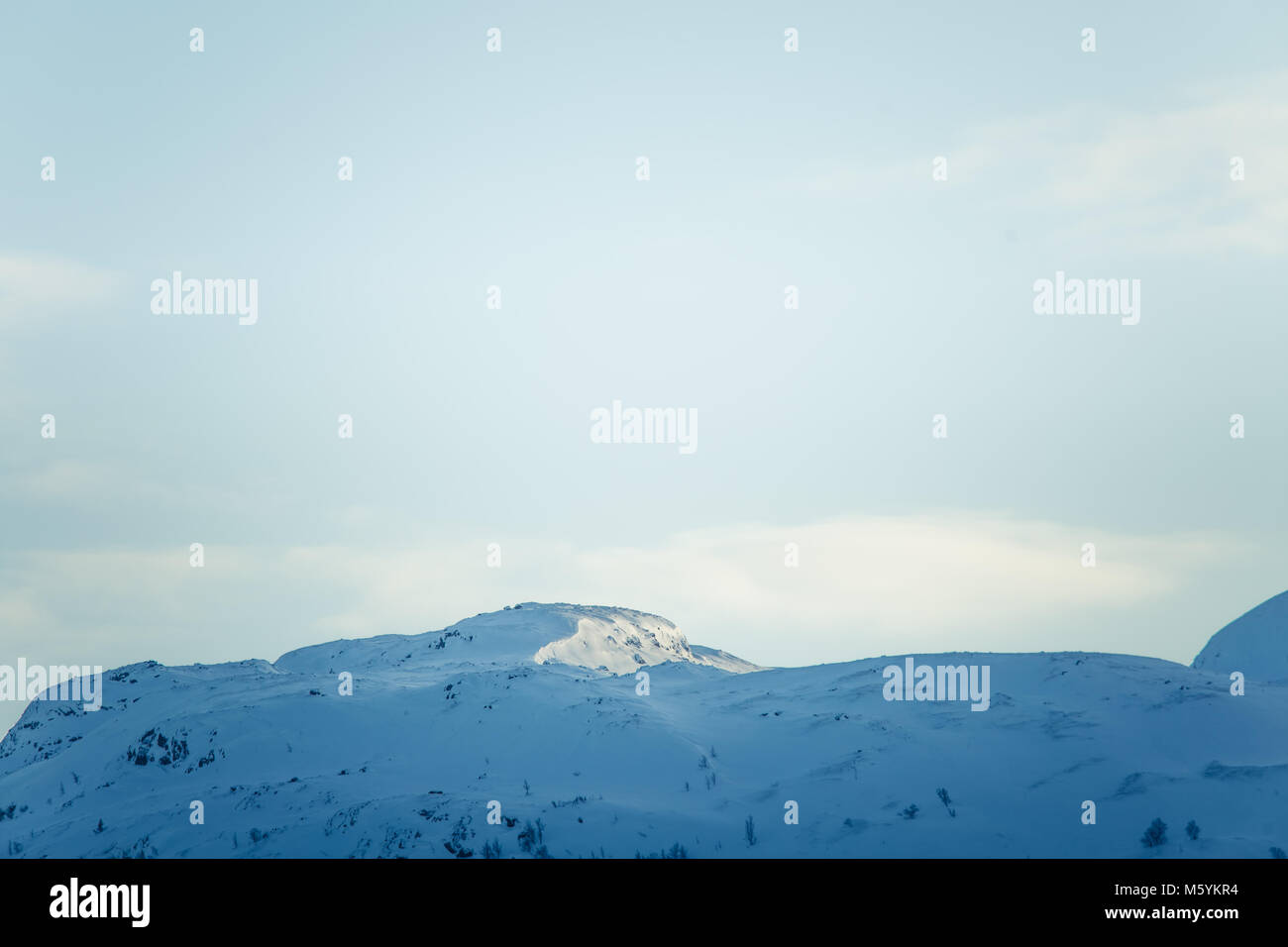 Beautiful minimalist landscape of winter in central Norway. Clear ...