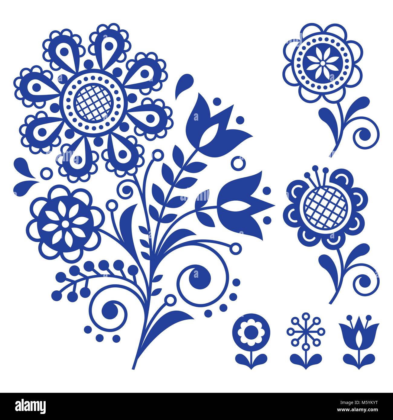 Floral vector design, folk art vector ornament with flowers ...