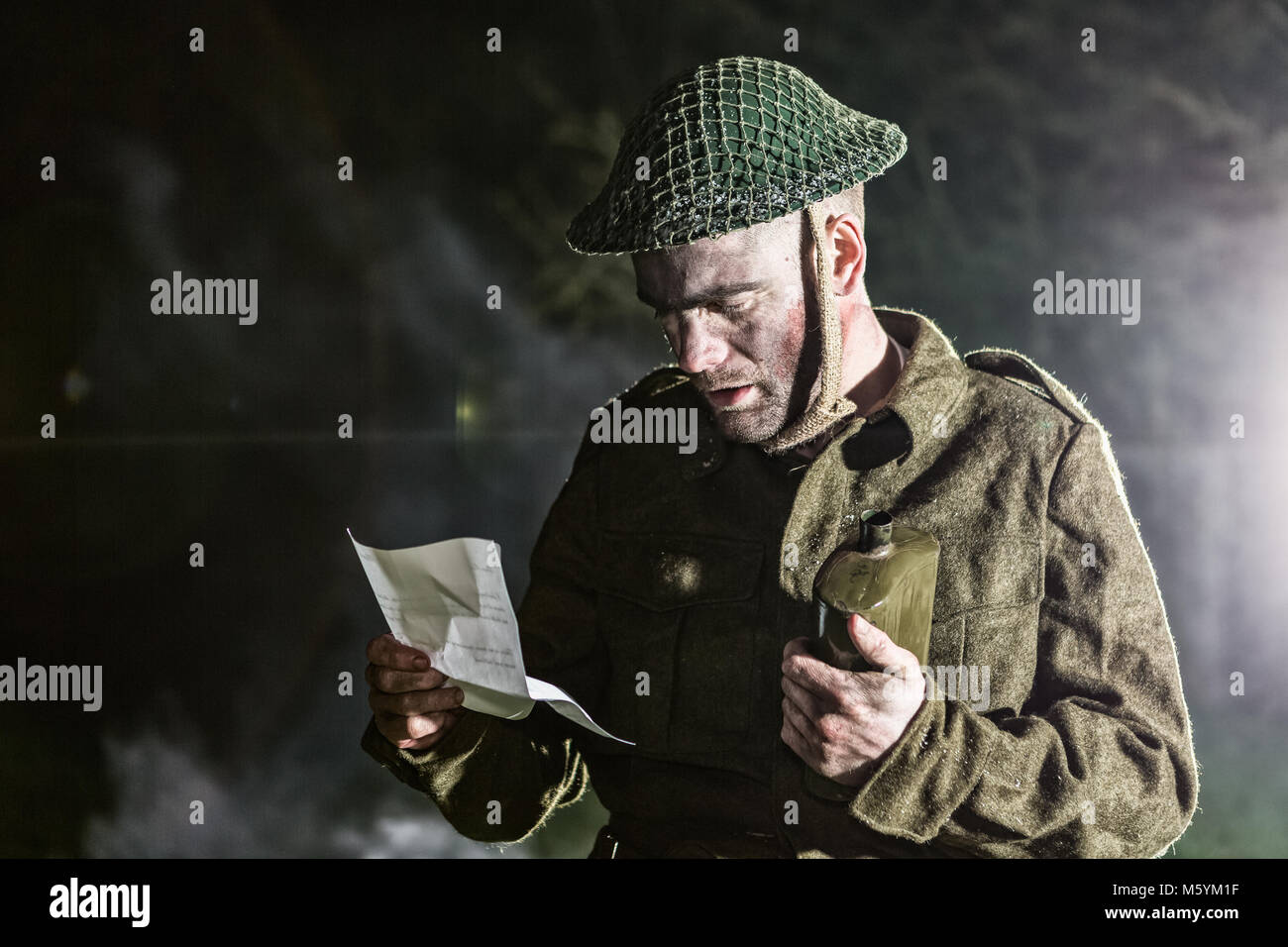 World War Two soldier reading a dear John letter, troubled soldier ...