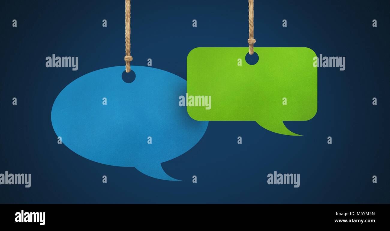 Hanging paper speech bubbles Stock Photo - Alamy