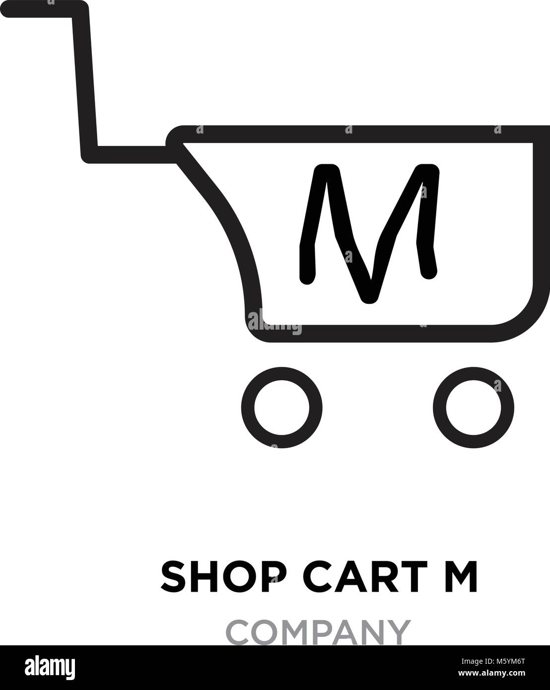shop cart m letter logo, linear M shopping icon Stock Vector Image ...