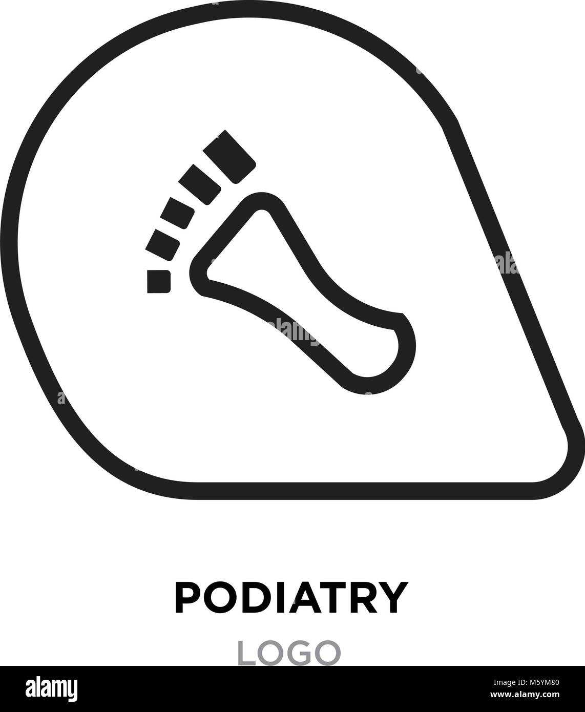 podiatry logo, foot or Footsteps vector illustration isolated on black ...