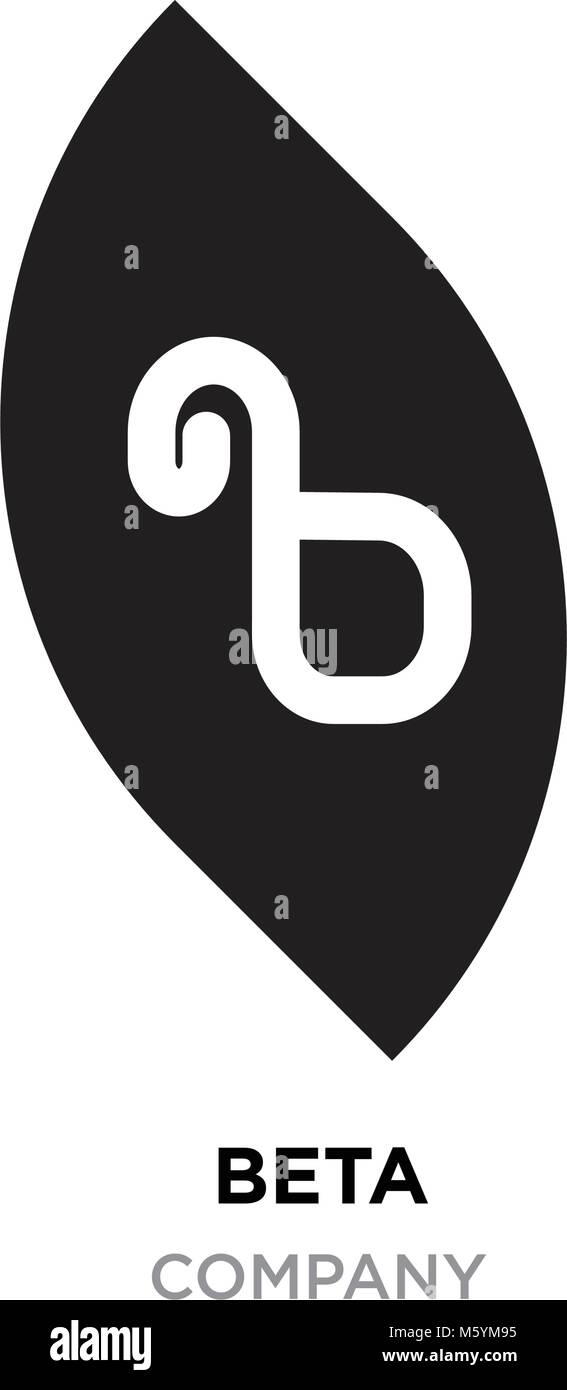 beta logo,abstract white flat vector sign B in modern style black ...