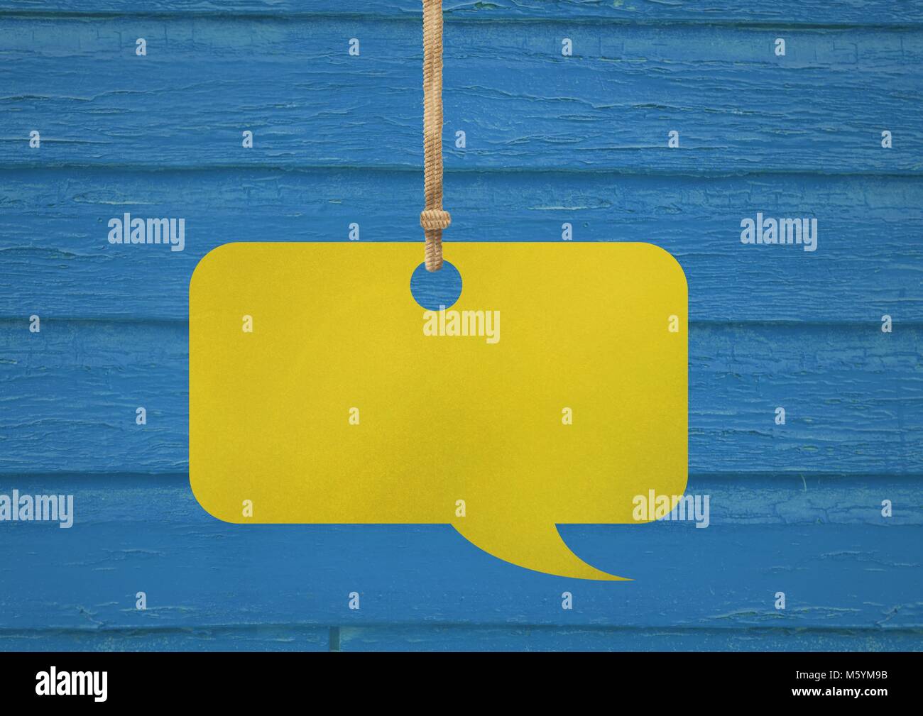 Hanging paper speech bubble and wood background Stock Photo - Alamy