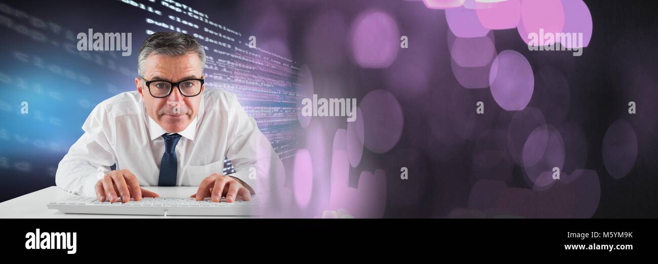 Man typing coding text with transition Stock Photo - Alamy