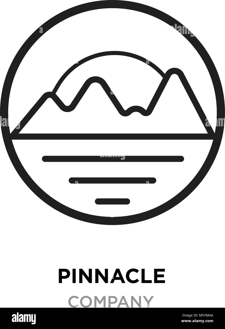 pinnacle logo, linear mountains vector isolated on roundy white ...