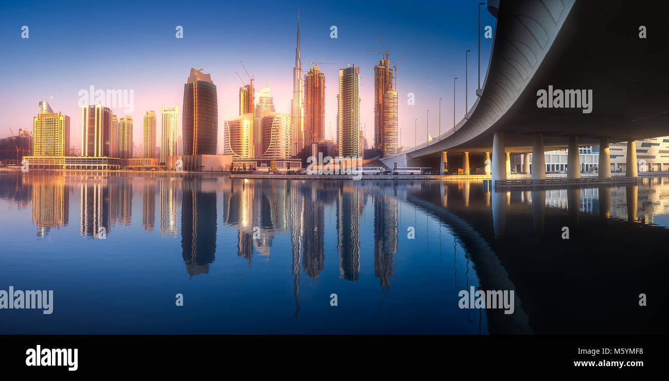 Panoramic view of Dubai Business bay, UAE Stock Photo - Alamy