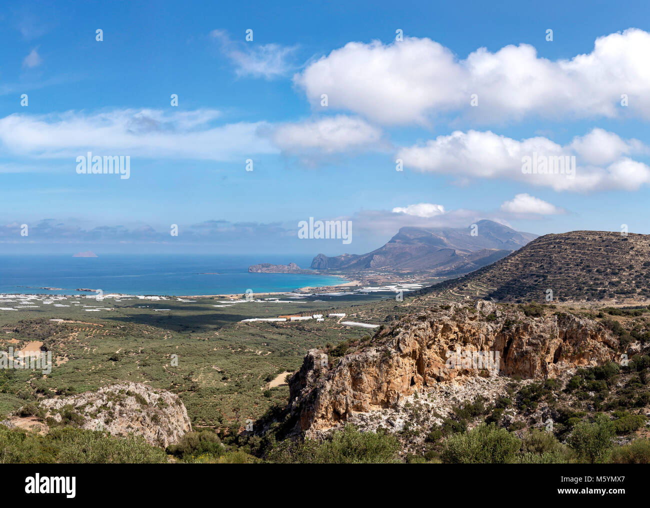 View at the Falasarna beach and the Gramvouse peninsula, Falasarna ...