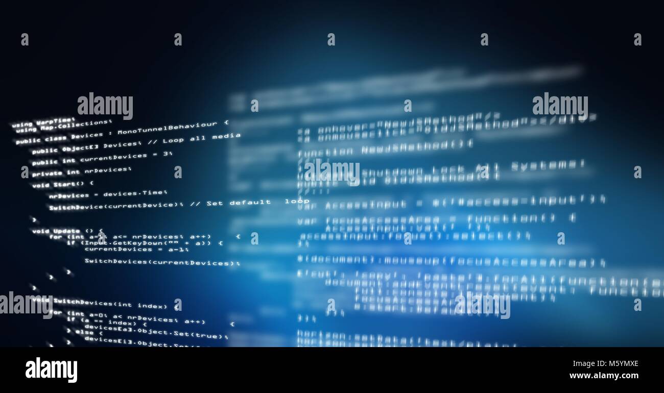 Coding text floating Stock Photo - Alamy