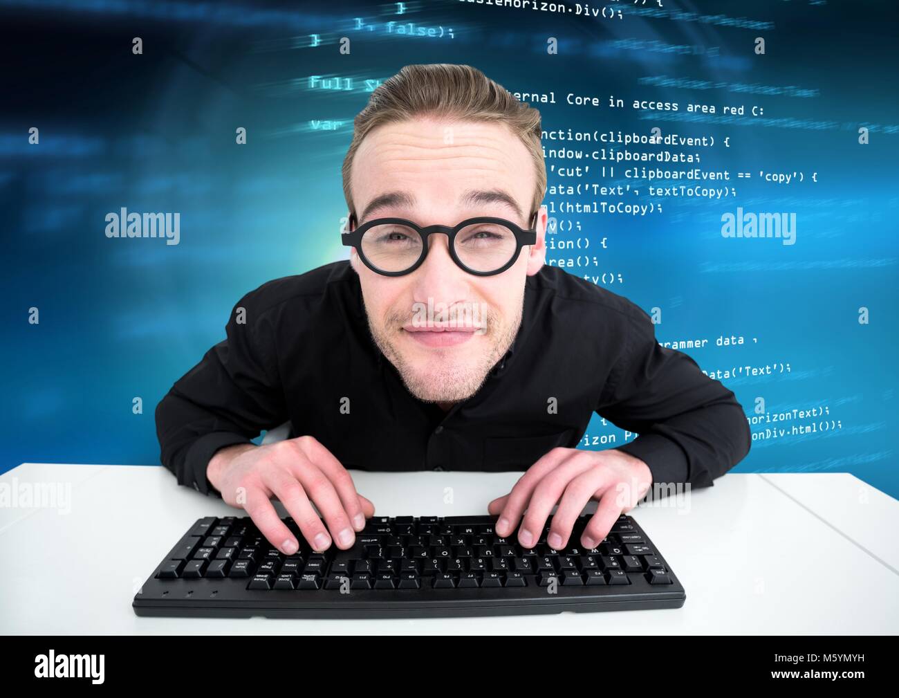 Man typing coding text Stock Photo - Alamy