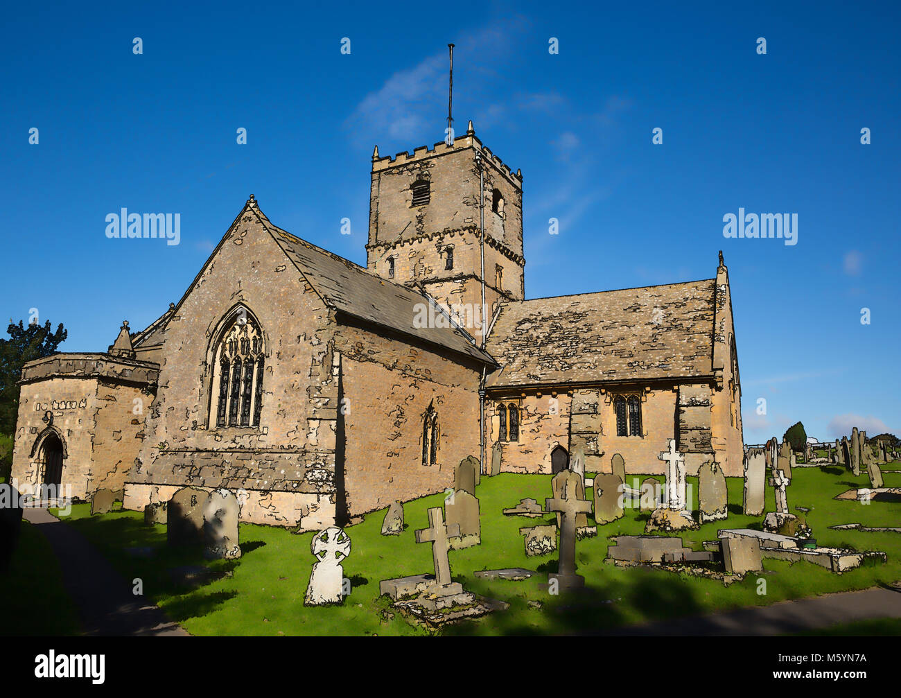 English church St Andrews Clevedon Somerset England illustration with ...
