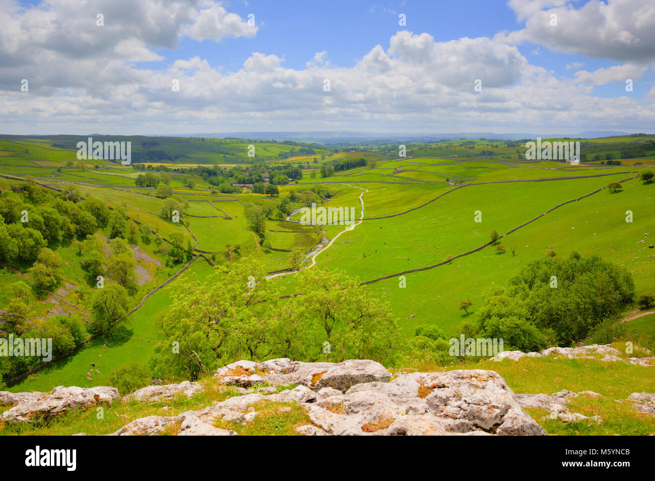 Yorkshire dales from Malham Cove England UK popular tourist destination ...