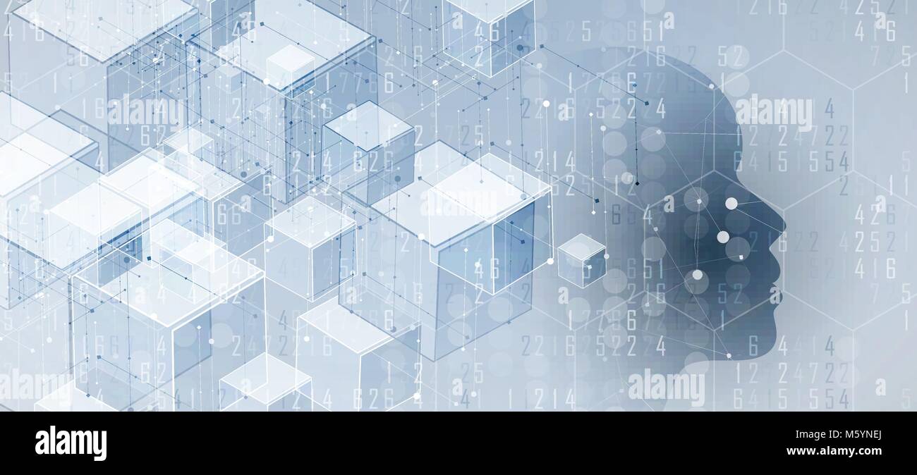 Abstract Artificial intelligence. Technology web background. Virtual ...