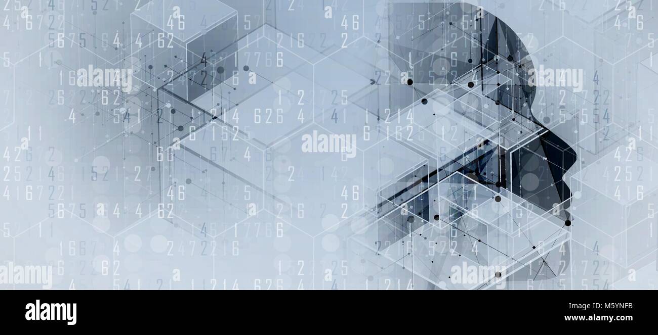 Abstract Artificial intelligence. Technology web background. Virtual ...