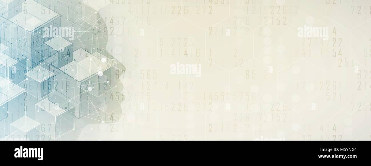 Abstract Artificial intelligence. Technology web background. Virtual ...