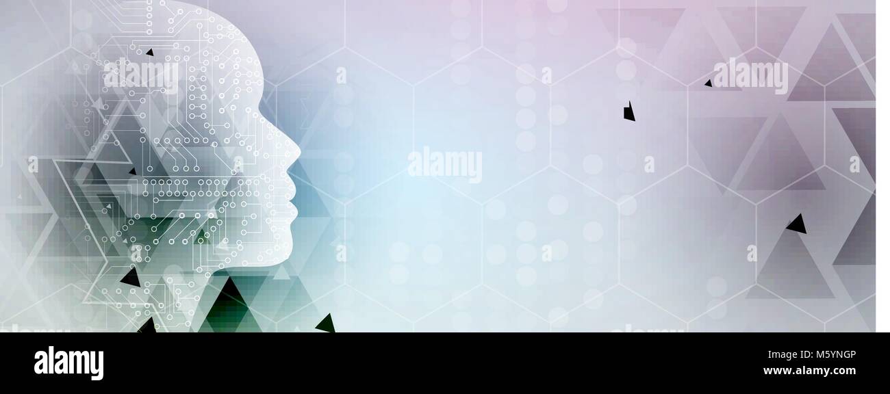 Abstract Artificial intelligence. Technology web background. Virtual ...