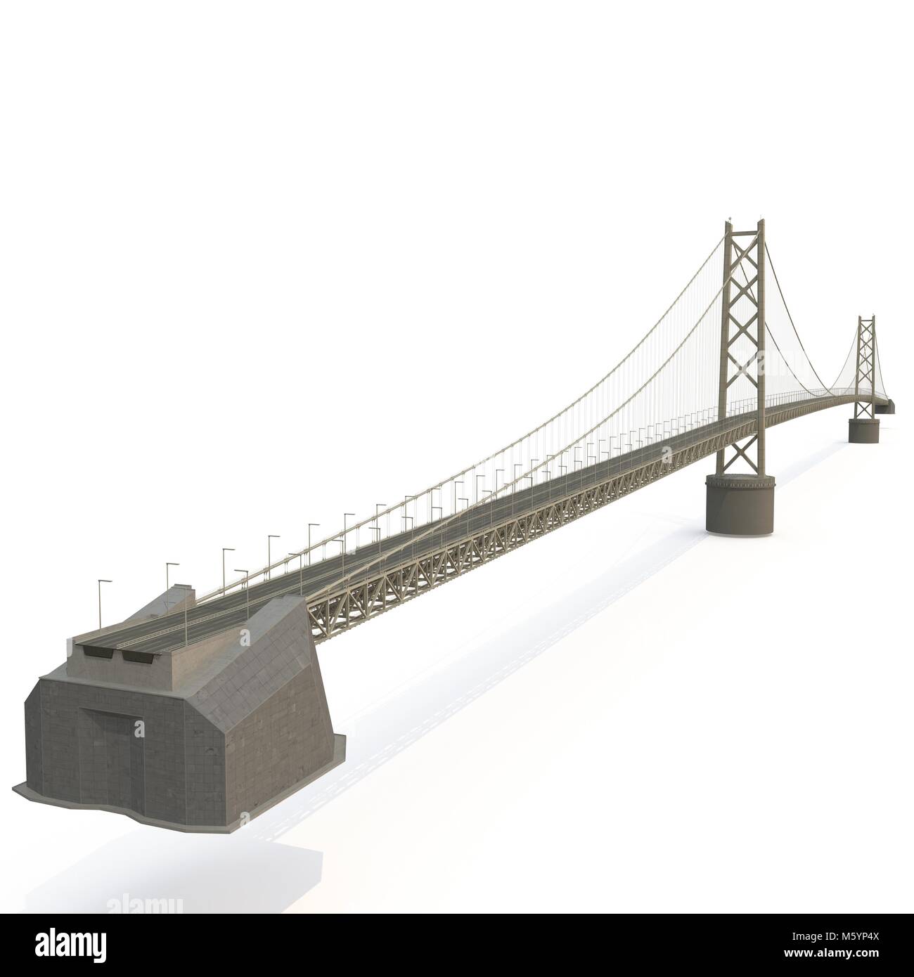 Akashi Kaiky Bridge on white. 3D illustration Stock Photo - Alamy
