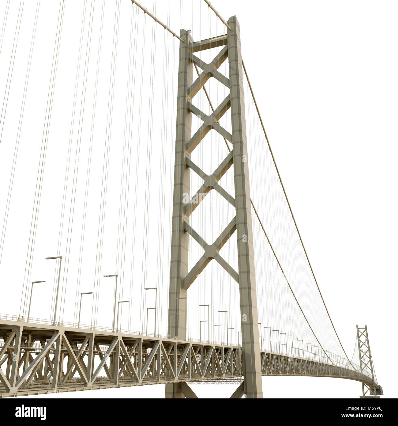 Akashi Kaiky Bridge on white. 3D illustration Stock Photo - Alamy