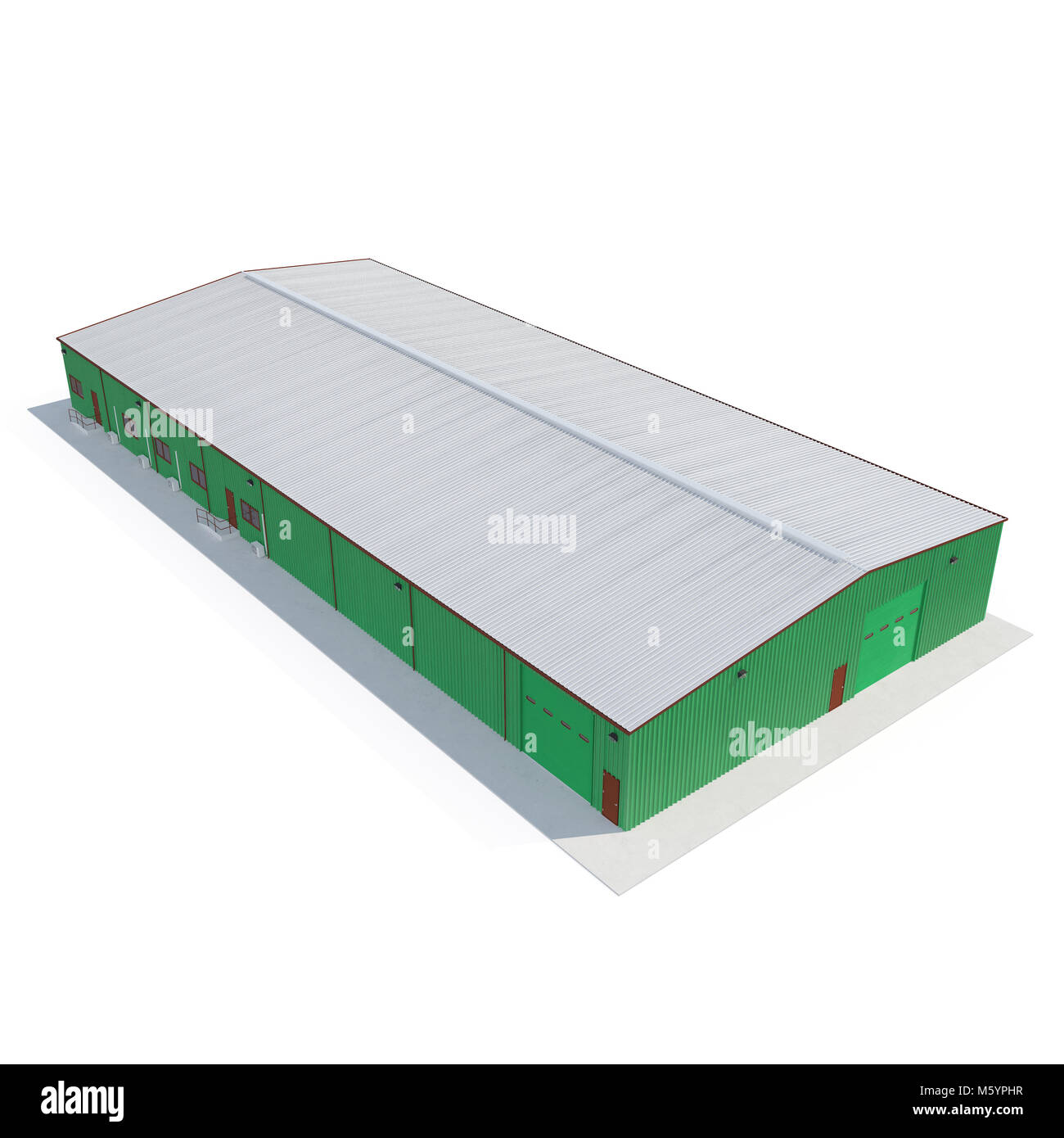 Green Warehouse building on white. 3D illustration Stock Photo - Alamy
