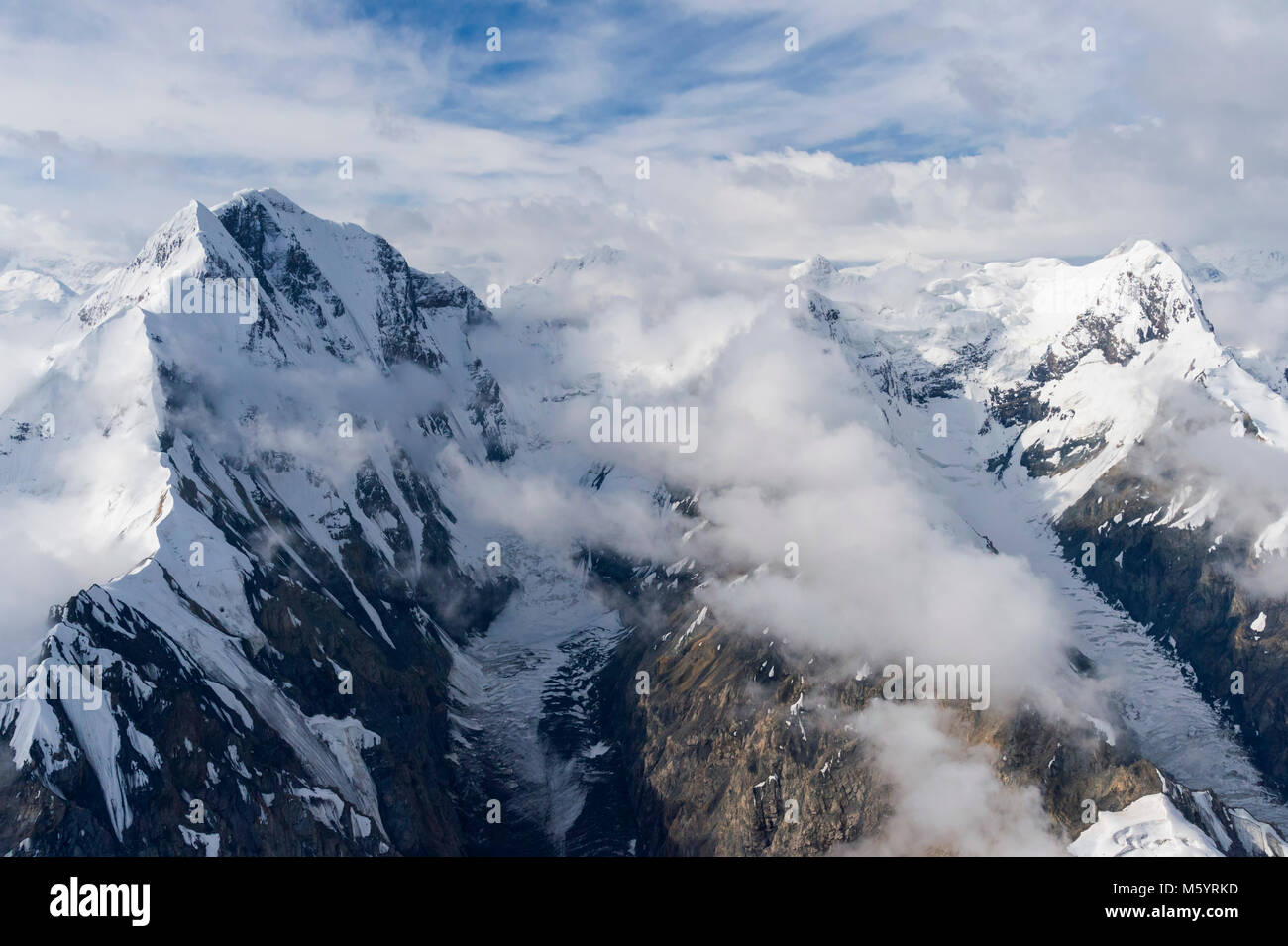Aerial view over the Central Tian Shan Mountain range, Border of ...