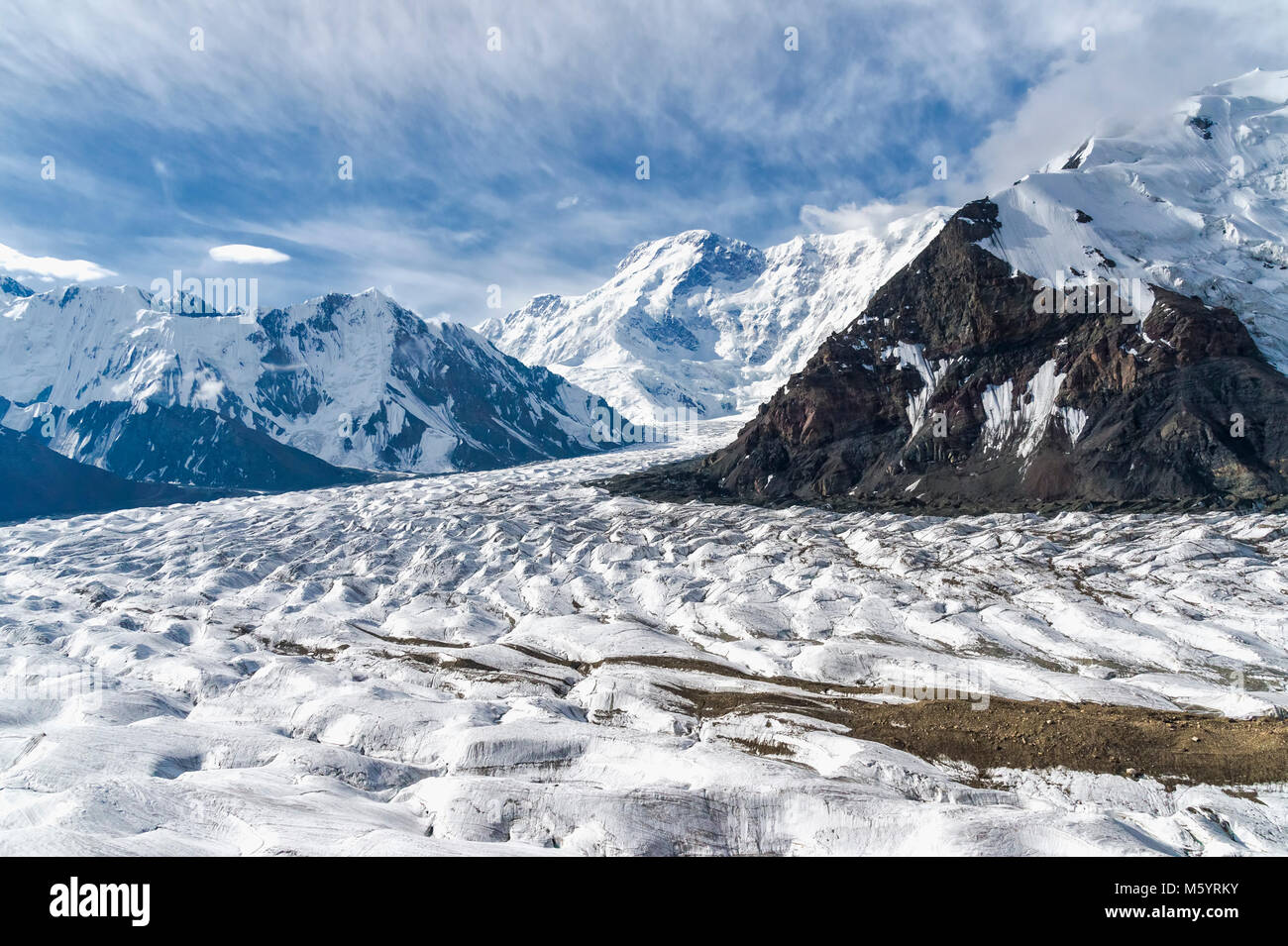 Aerial view over the Central Tian Shan Mountain range, Border of ...