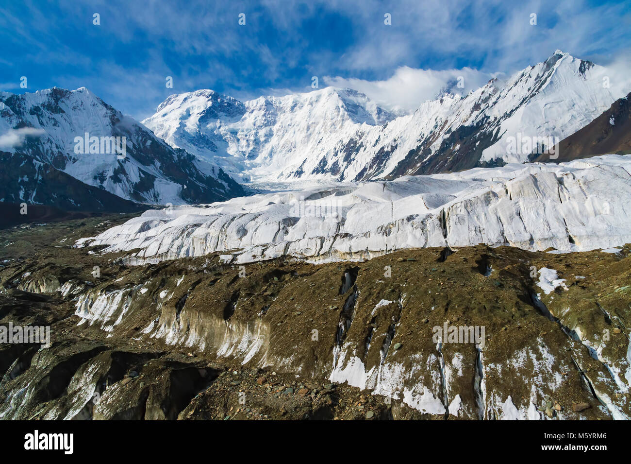 Aerial view over the Central Tian Shan Mountain range, Border of ...
