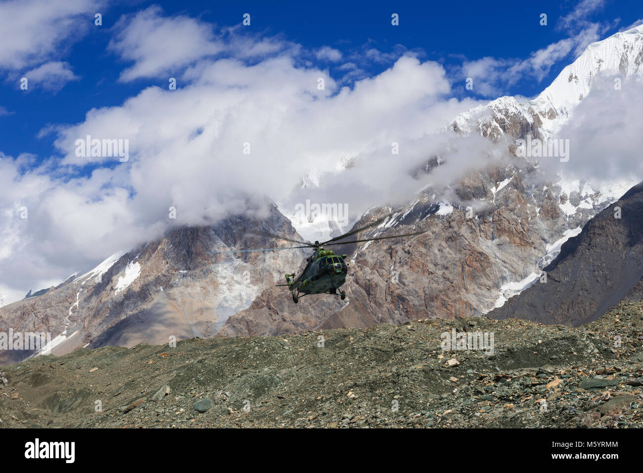Aerial view over the Central Tian Shan Mountain range, Border of ...