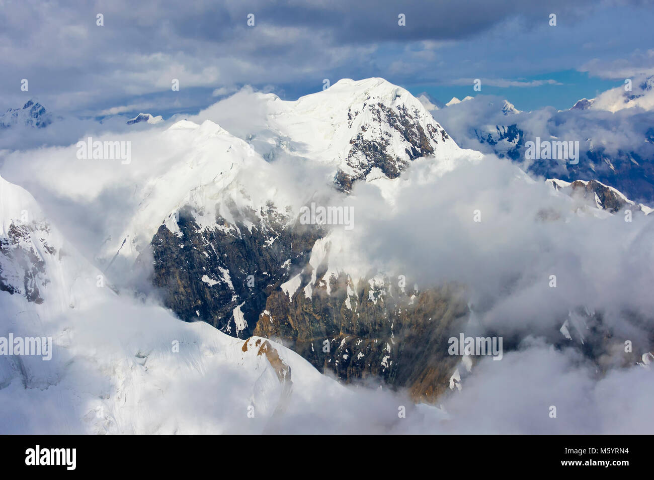 Aerial view over the Central Tian Shan Mountain range, Border of ...