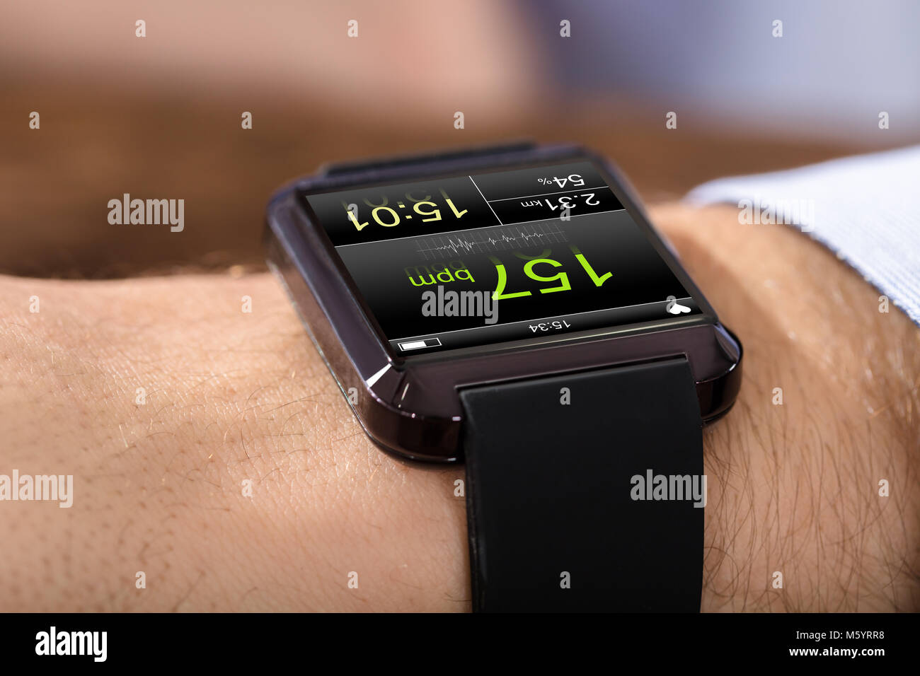 Person Hand Wearing Smart Watch Showing Heartbeat Rate Stock Photo - Alamy