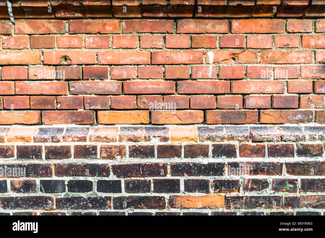 Brick wall of red orange color background. Vintage old masonry Stock ...