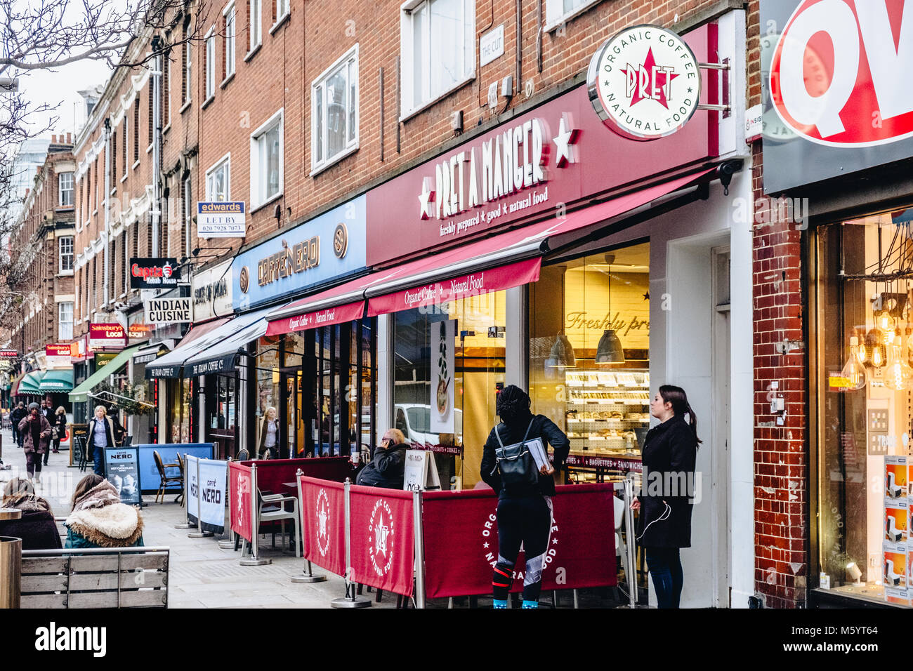 Exterior of Pret a Manger, on The Cut, Waterloo, London, UK Stock Photo ...
