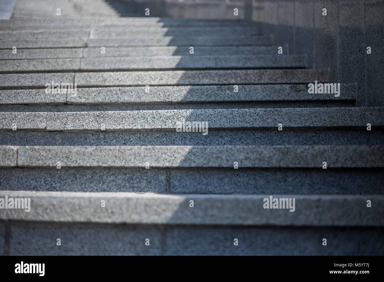 Stone gray steps, going up, front view, close up. Wide concrete ...