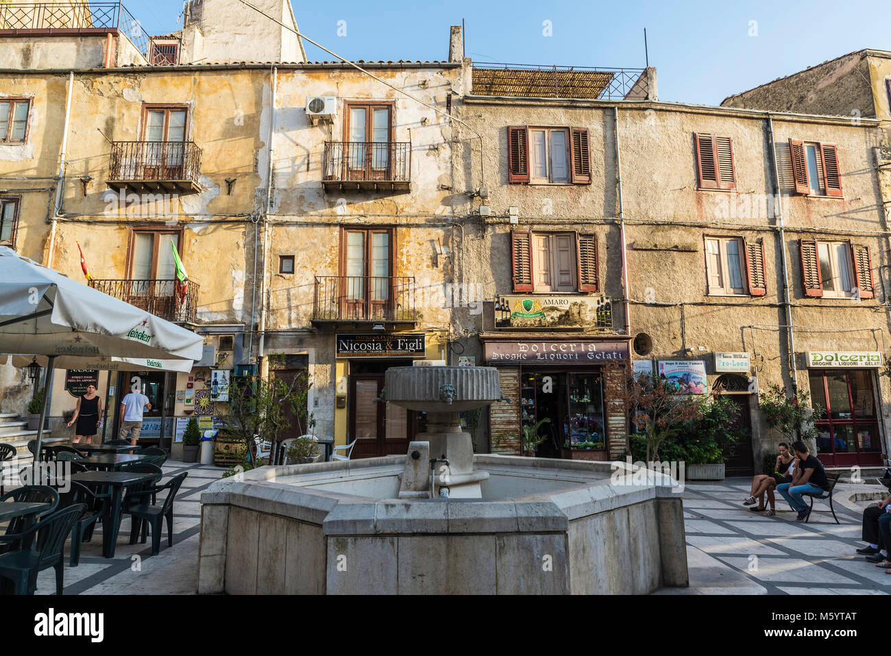 Corleone, Italy - August 9, 2017: Street of the old town of Corleone ...