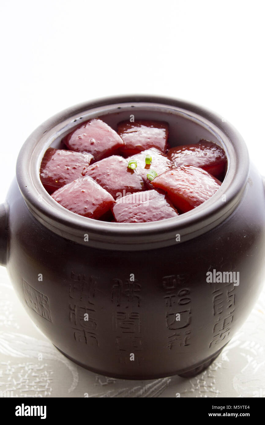 Pork braised in brown sauce, Chinese dishes Stock Photo - Alamy