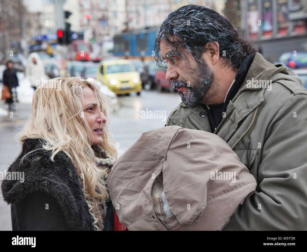 Poor People Winter Cold Stock Photo - Alamy