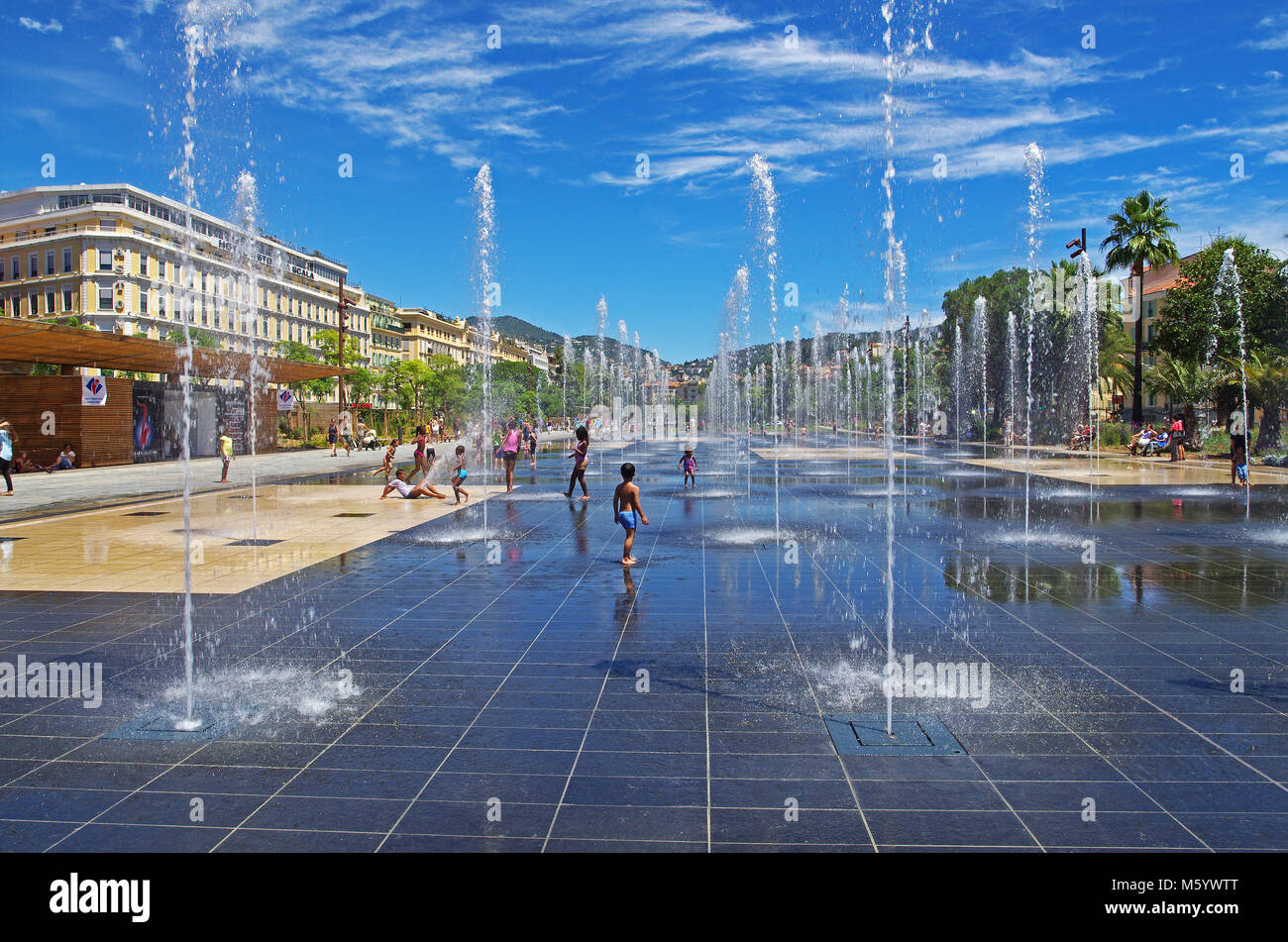 Nice (south-eastern France, French Riviera): reflecting pool along the ...
