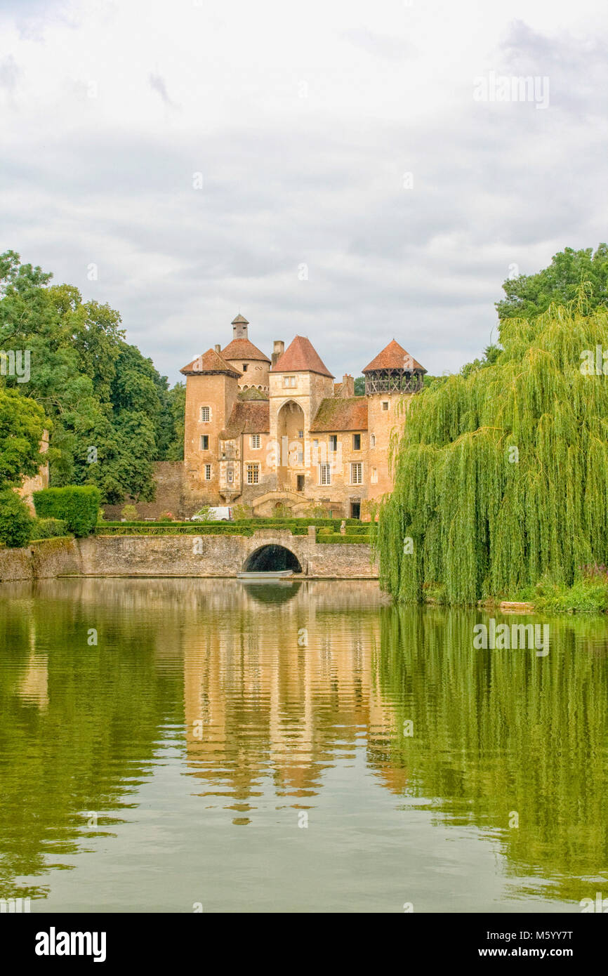 Small beautiful medieval castle in Burgundy France Stock Photo - Alamy