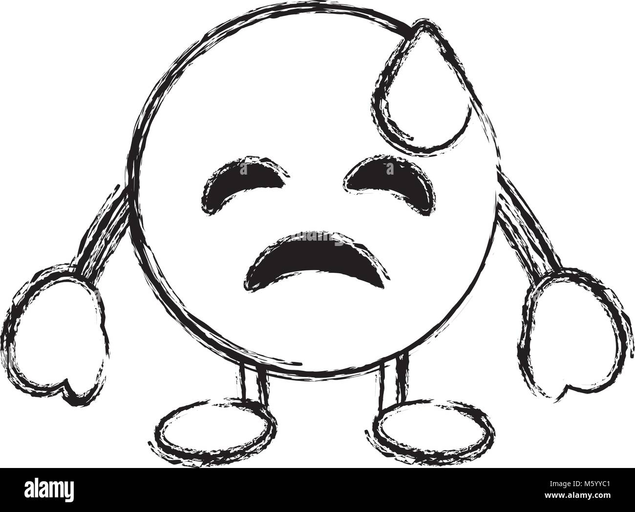 purple emoticon cartoon face depressive tear character Stock Vector ...