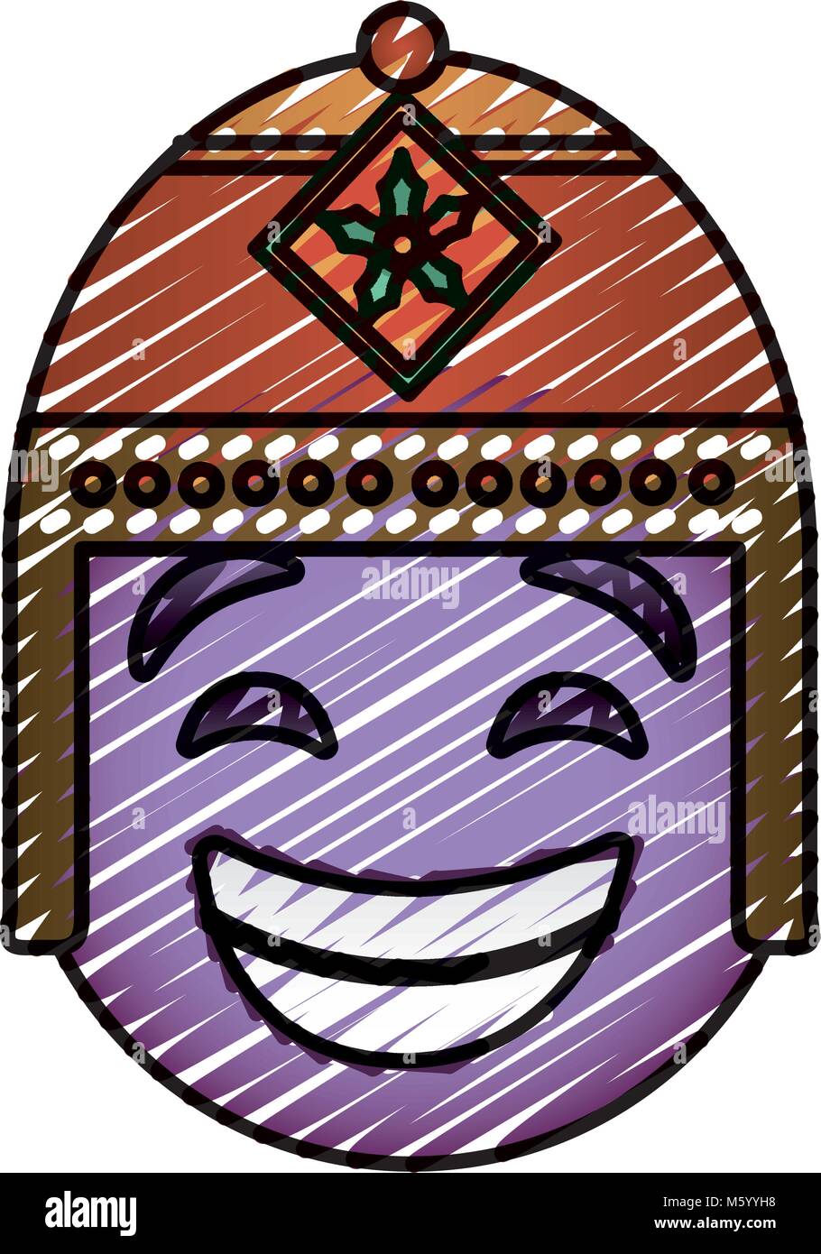purple emoticon cartoon face with exotic hat Stock Vector Image & Art ...