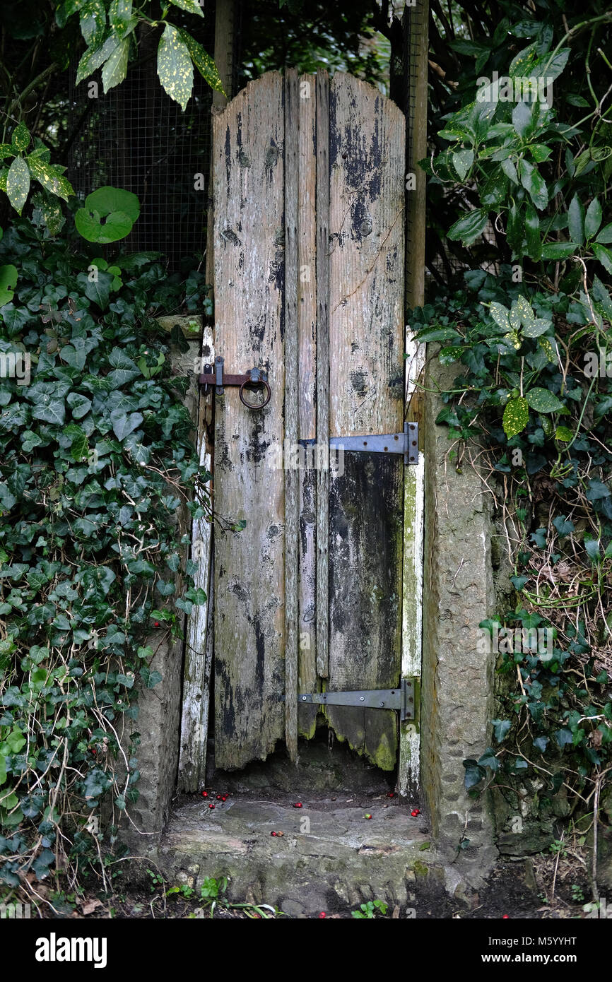 A very narrow wooden gate Stock Photo - Alamy