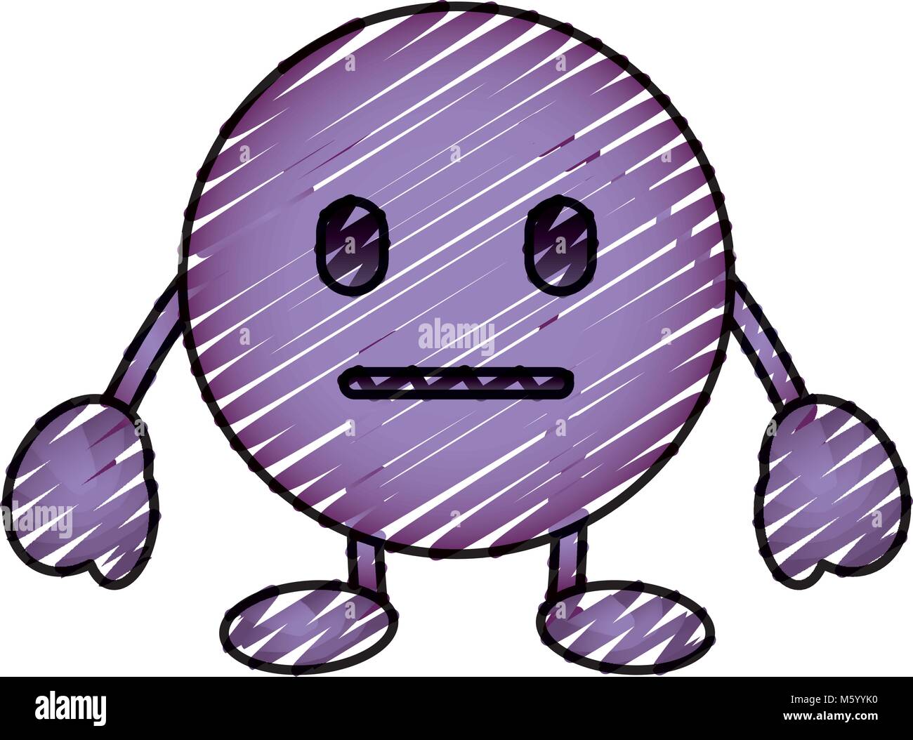 purple emoticon cartoon face speechless character Stock Vector Image ...