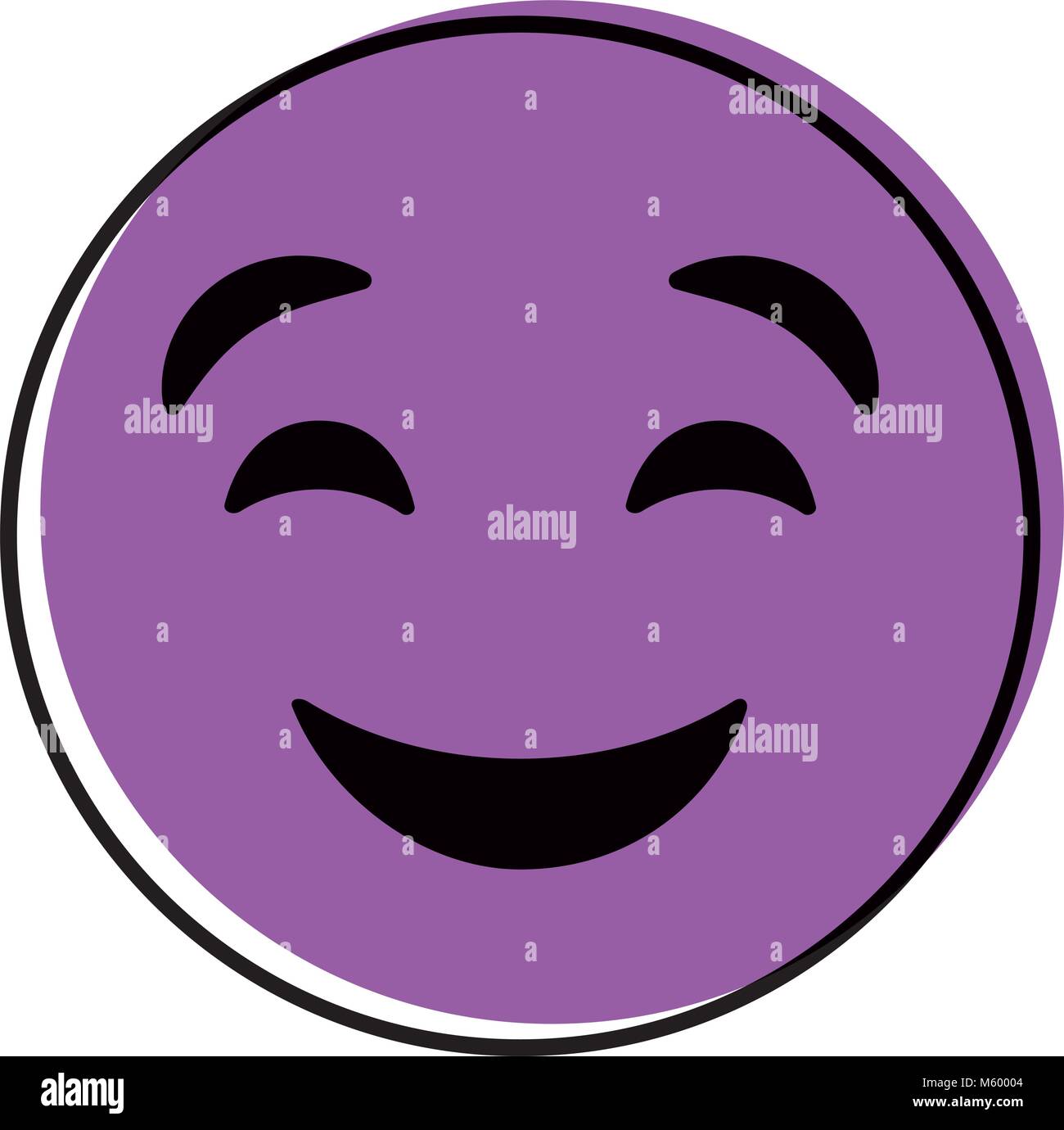 cute purple smile emoticon happy close eyes Stock Vector Image & Art ...